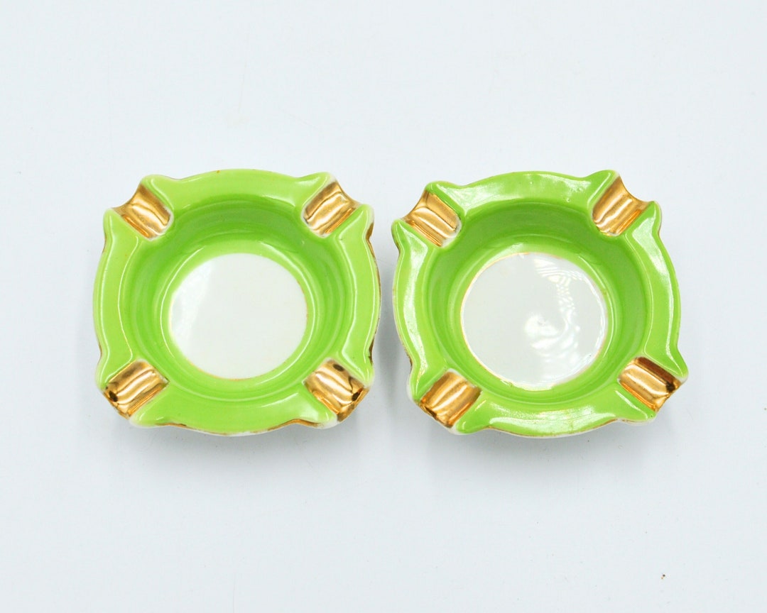 Victoria Fine China Made in Bohemia Set of 2 Vintage Retro Ashtrays ...