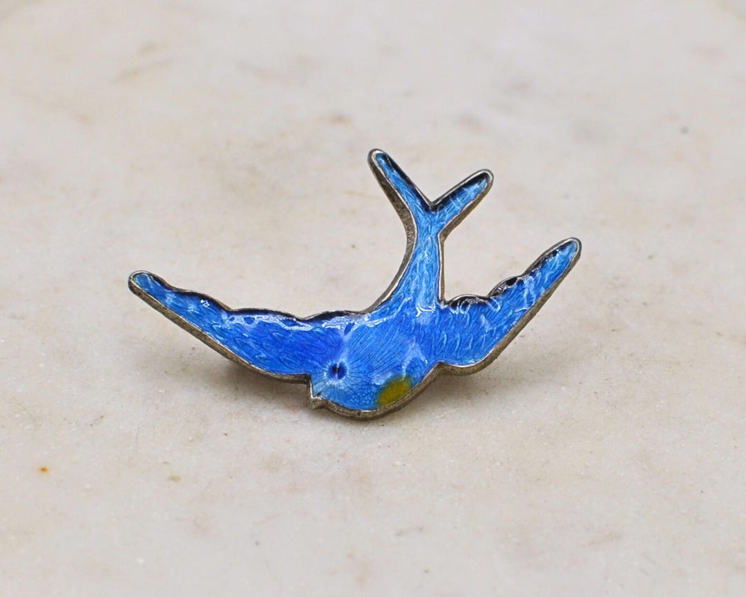 Genuine Vintage Sterling Silver Bluebird Brooch Sterling Silver Blue ...