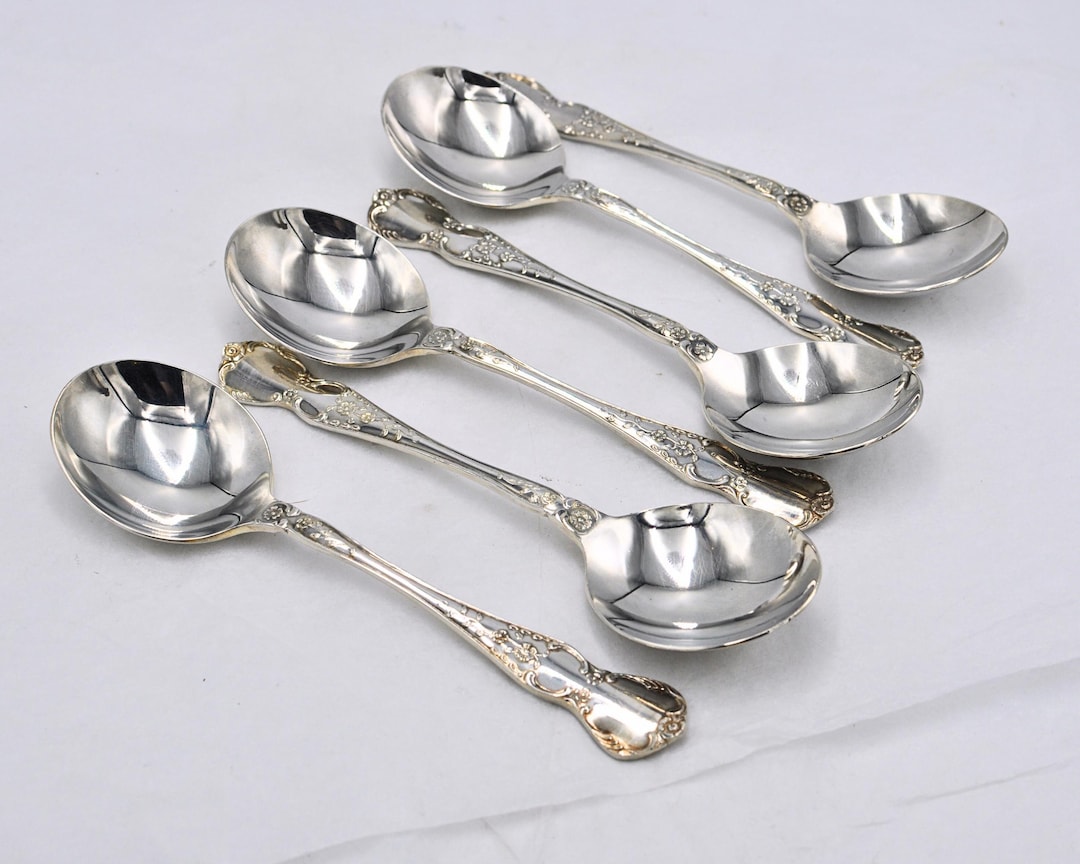 Vintage Silver Plate Soup Spoons - Set of 6 Rodd Camille Silver Plated ...