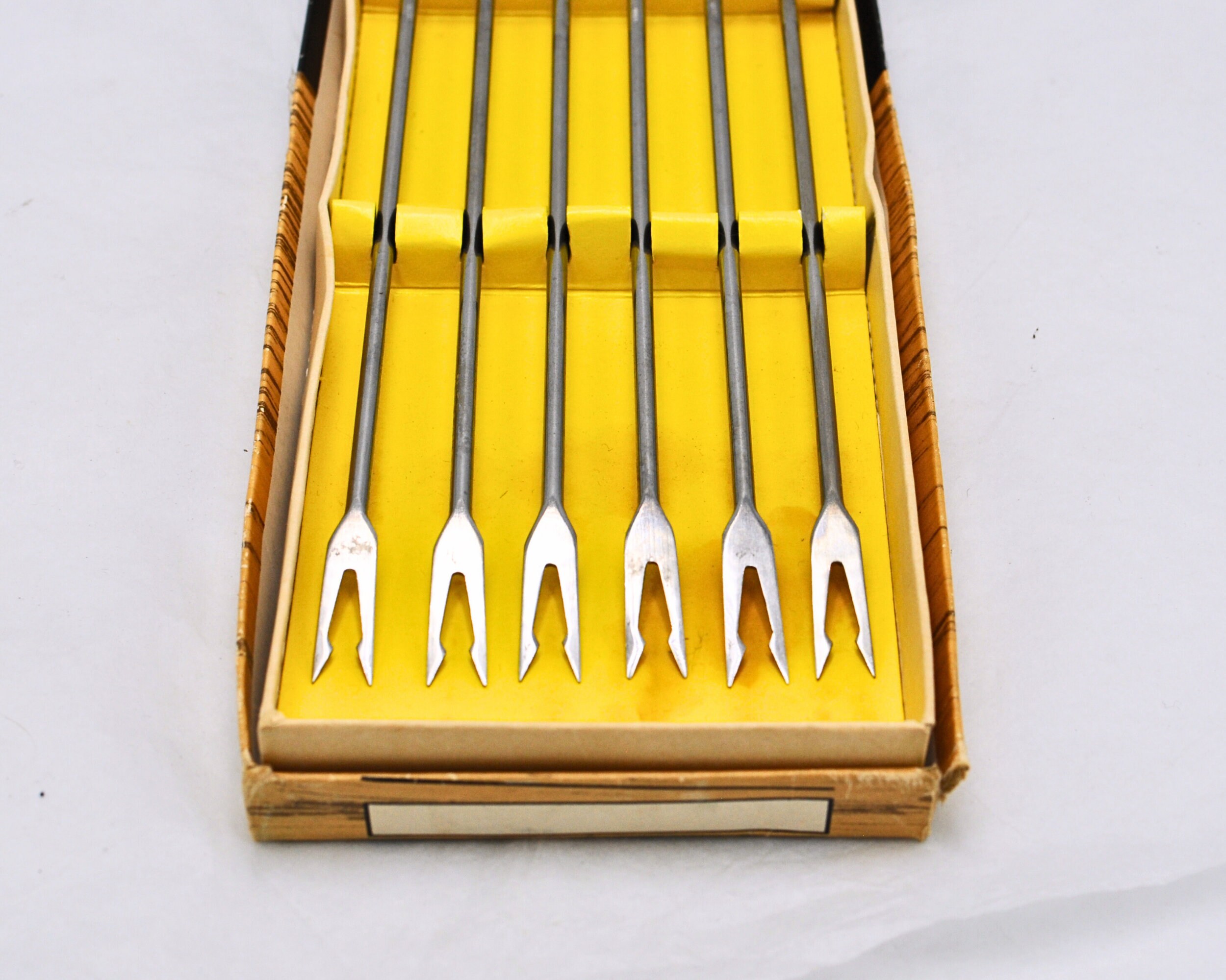 Retro Fondue Forks Set - Teak Wood Handle Coloured Ends Vintage Forks ...
