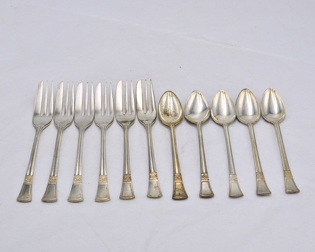 Vintage Angora Silverplate Cutlery Set: 6 Cake Forks, 5 Teaspoons - Etsy