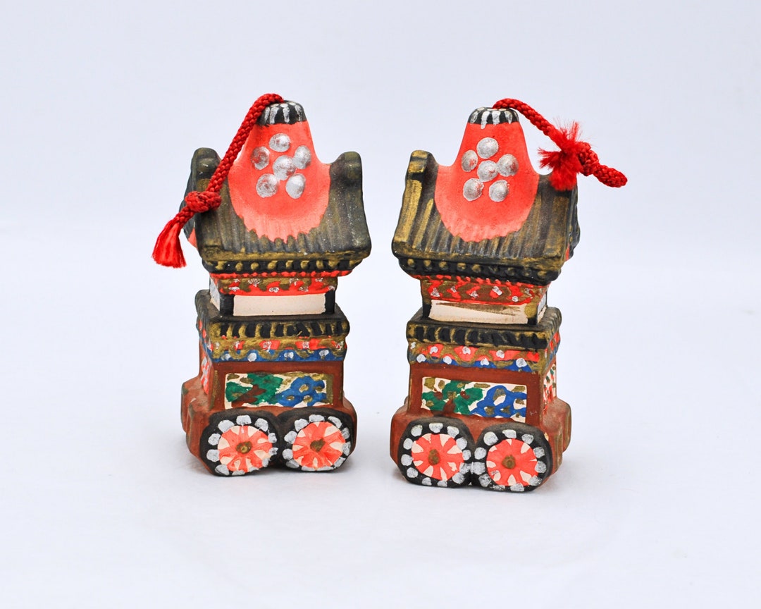Vintage Hand Painted Japanese Pottery Bells / Earthen Bells / Dorei ...