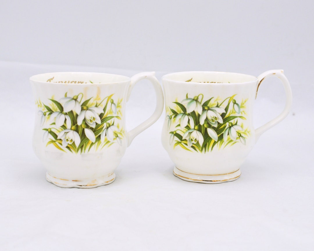 Royal Albert January Snowdrops Mug Hampshire Shape - Fine Bone China ...