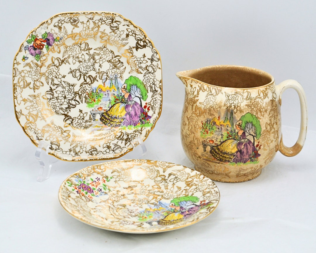 Vintage BCM Lord Nelsonware Pompadour Crinoline Lady Gold Chintz ...