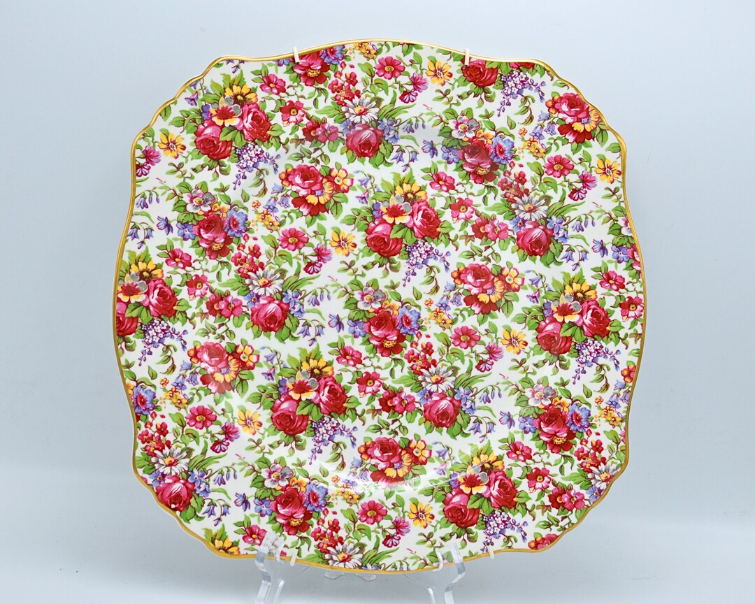 Royal Winton Grimwades Summertime Cake Plate - Square Floral Plate 1995 ...