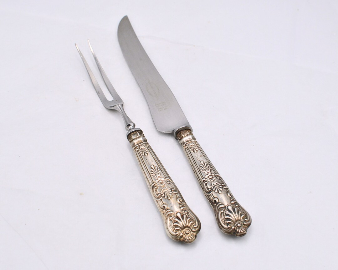 Sterling Silver Viners Queens Pattern Carving Knife and Fork ...