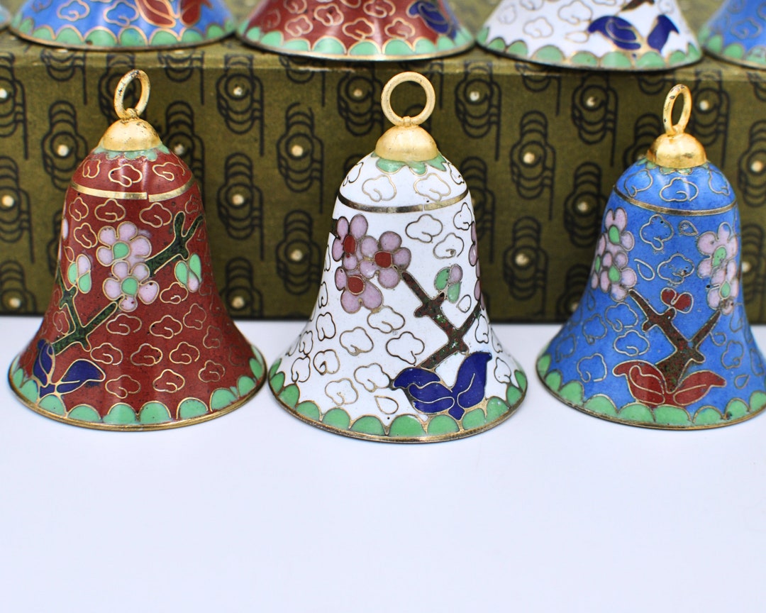 Vintage Cloisonné Bells Brass Bells With Enamel and Copper Bell Vintage ...