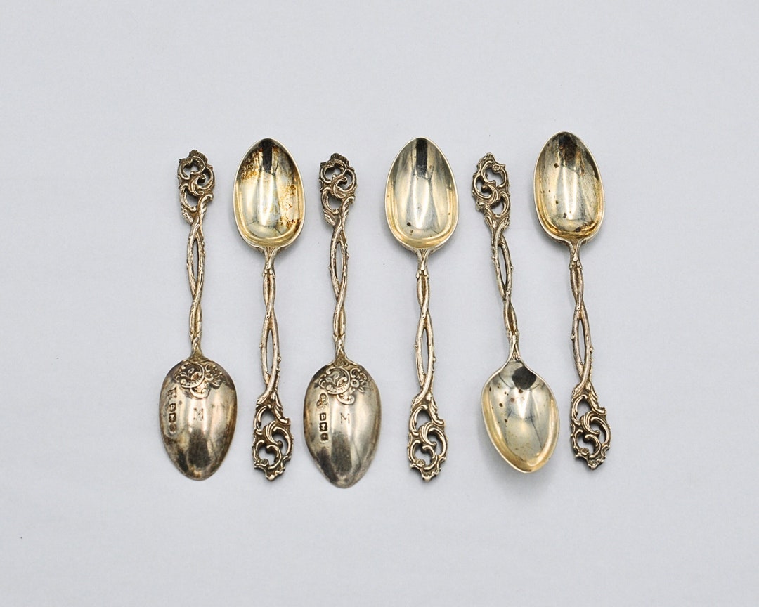 Set of 6 Sterling Silver Tea Spoons Goldsmiths and Silversmiths Co Ltd ...