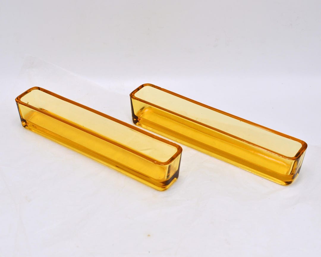 Amber Glass Posy Trough Posy Vases 1930s Depression Glass - Amber Float ...