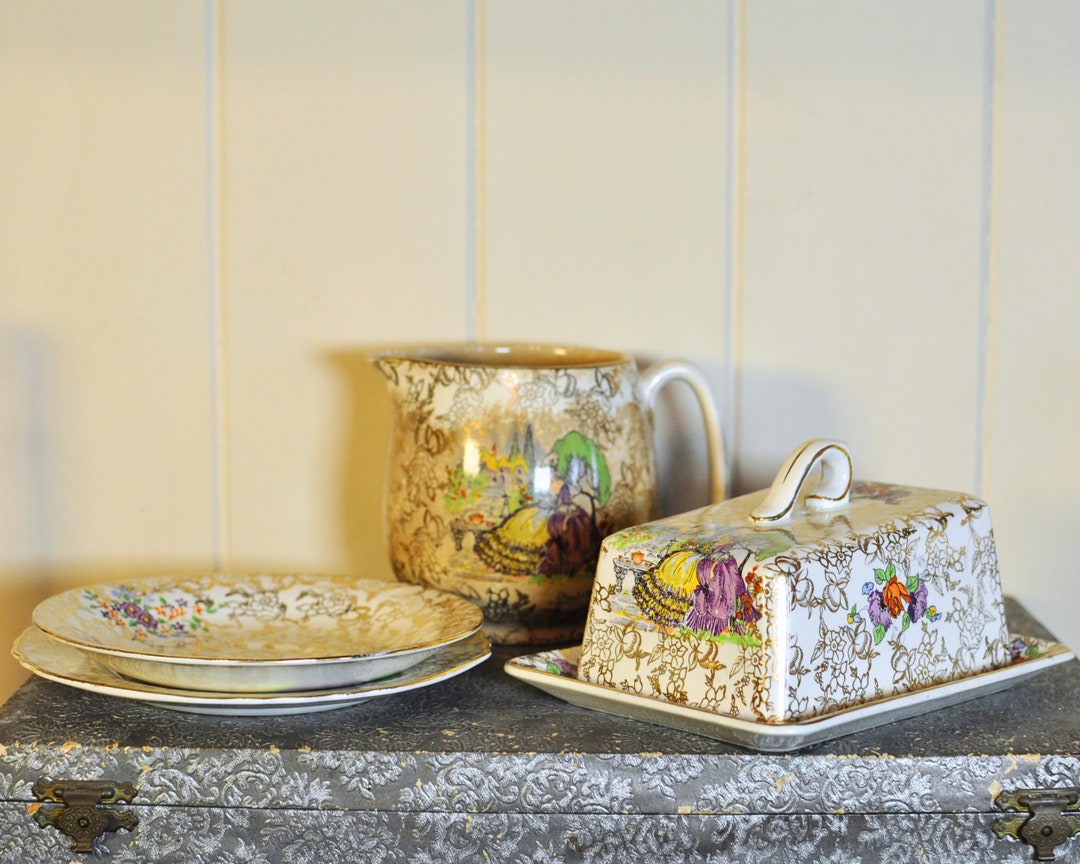 Vintage BCM Lord Nelsonware Pompadour Crinoline Lady Gold Chintz ...