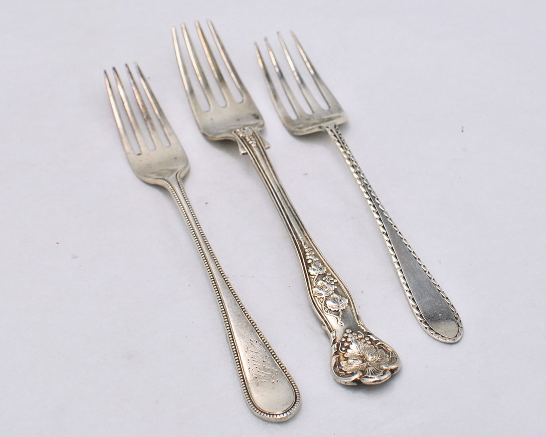 Sterling Silver Antique Forks - Ornate and Floral Design Silver ...