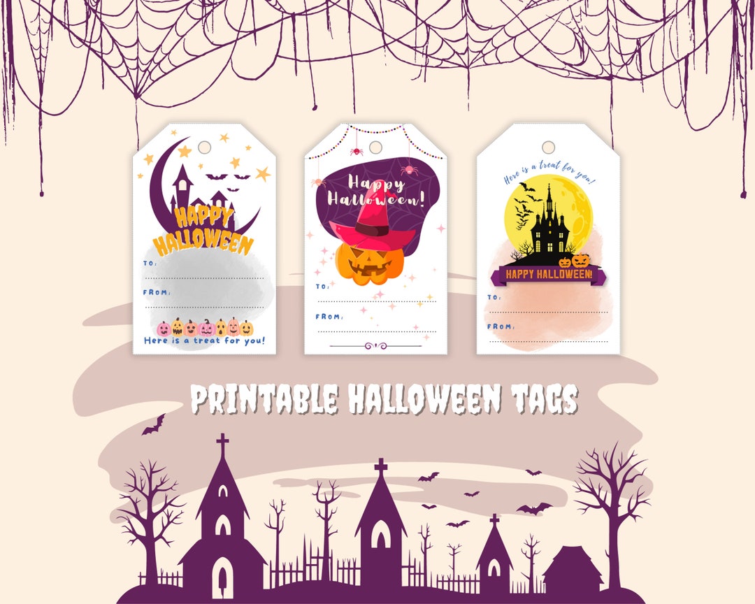 Halloween Printable Design for Gift Tags, Treat Bags Tags, Halloween ...