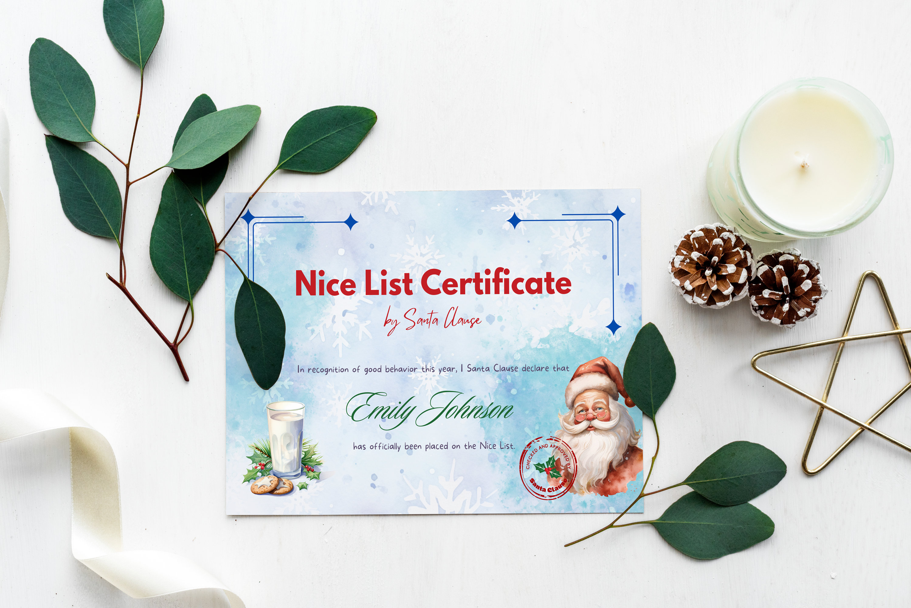 Santa's Nice List Certificate, Printable and Editable Template ...