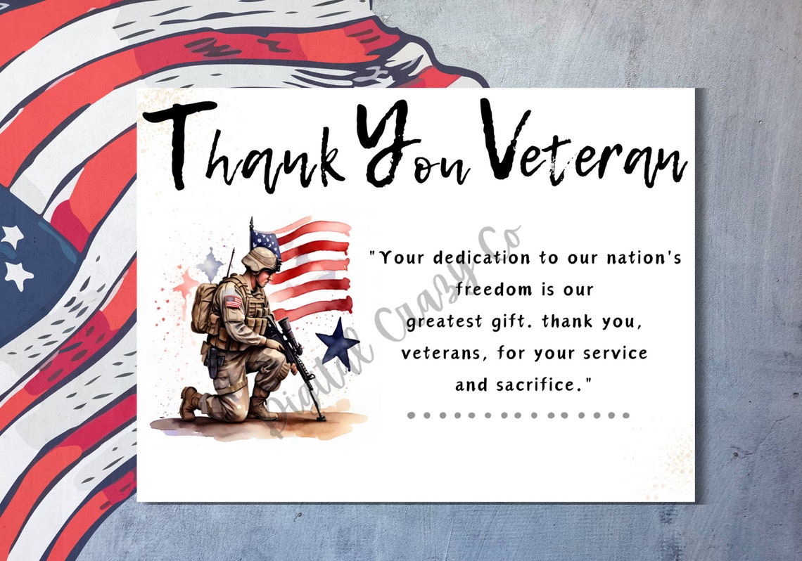 Thank You Veteran Card: Printable Veterans Day Card (PDF) - Etsy