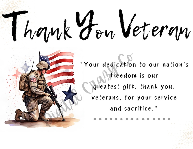 Thank You Veteran Card: Printable Veterans Day Card (PDF) - Etsy