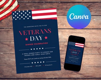Editable Veterans Day Canva Template, Celebrate Veterans Day,poster ...