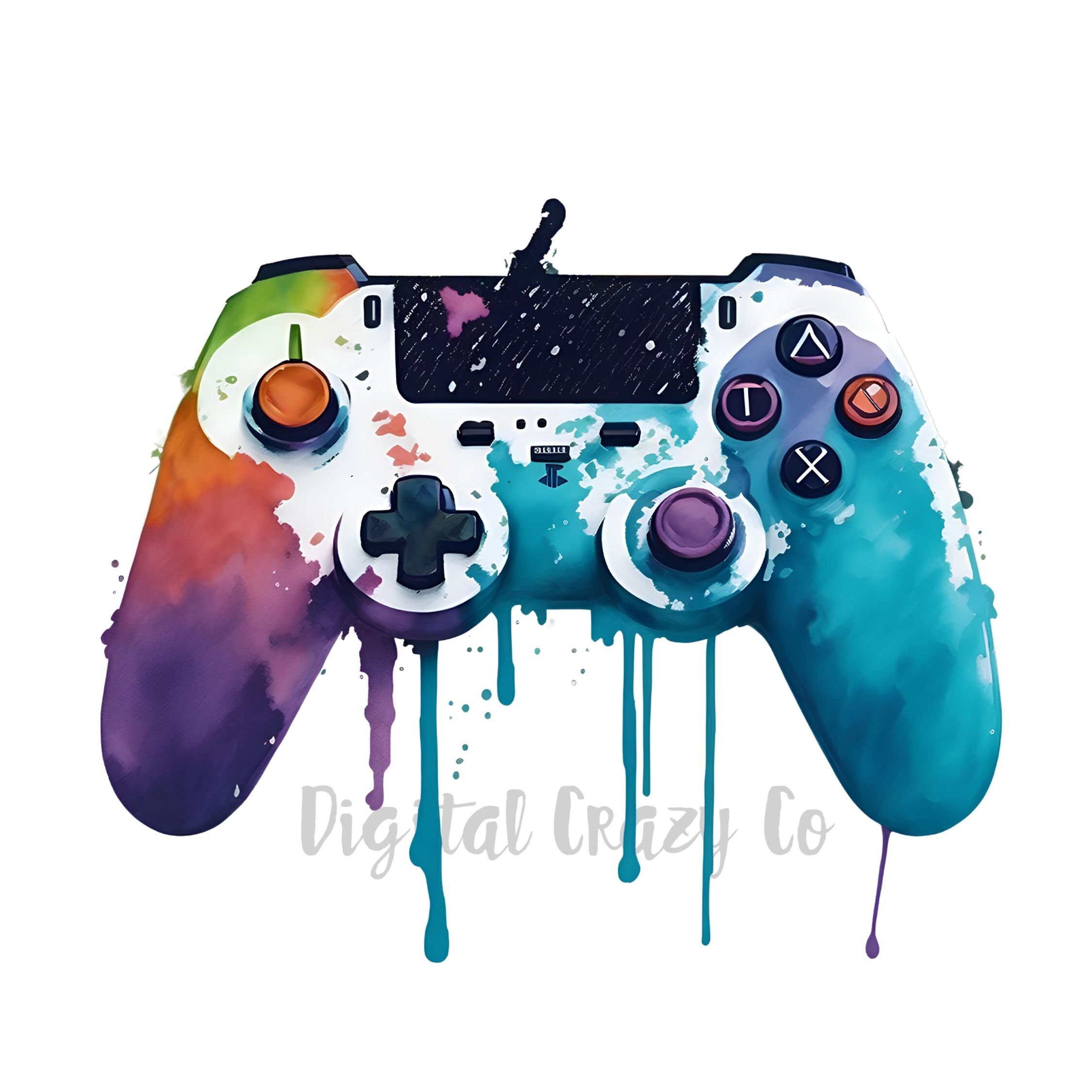 Watercolor Game Controller Clipart – Gaming PNG Graphics (digital ...