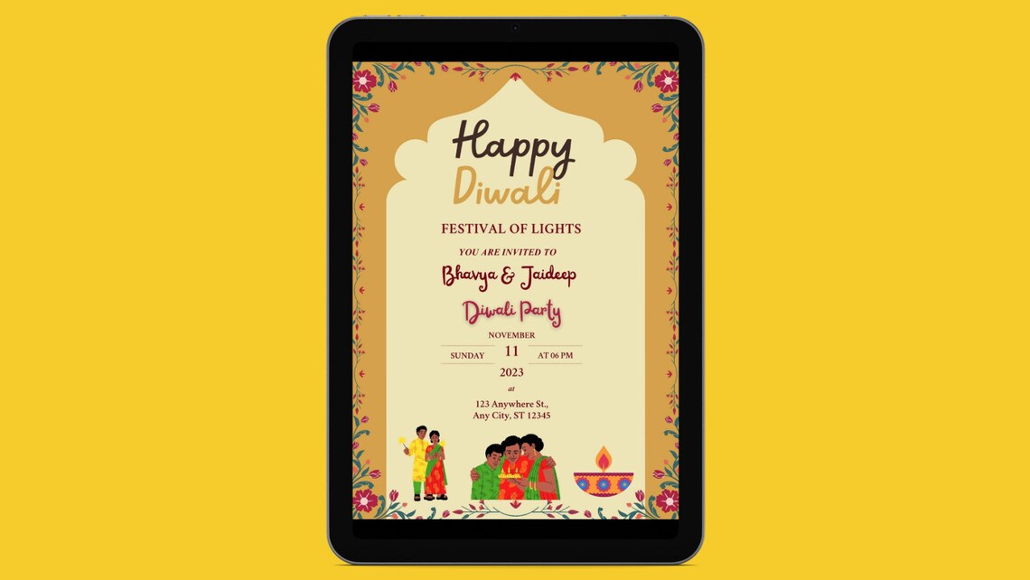 2025 Editable Diwali Printable Invite, Canva Template, Diwali Party ...