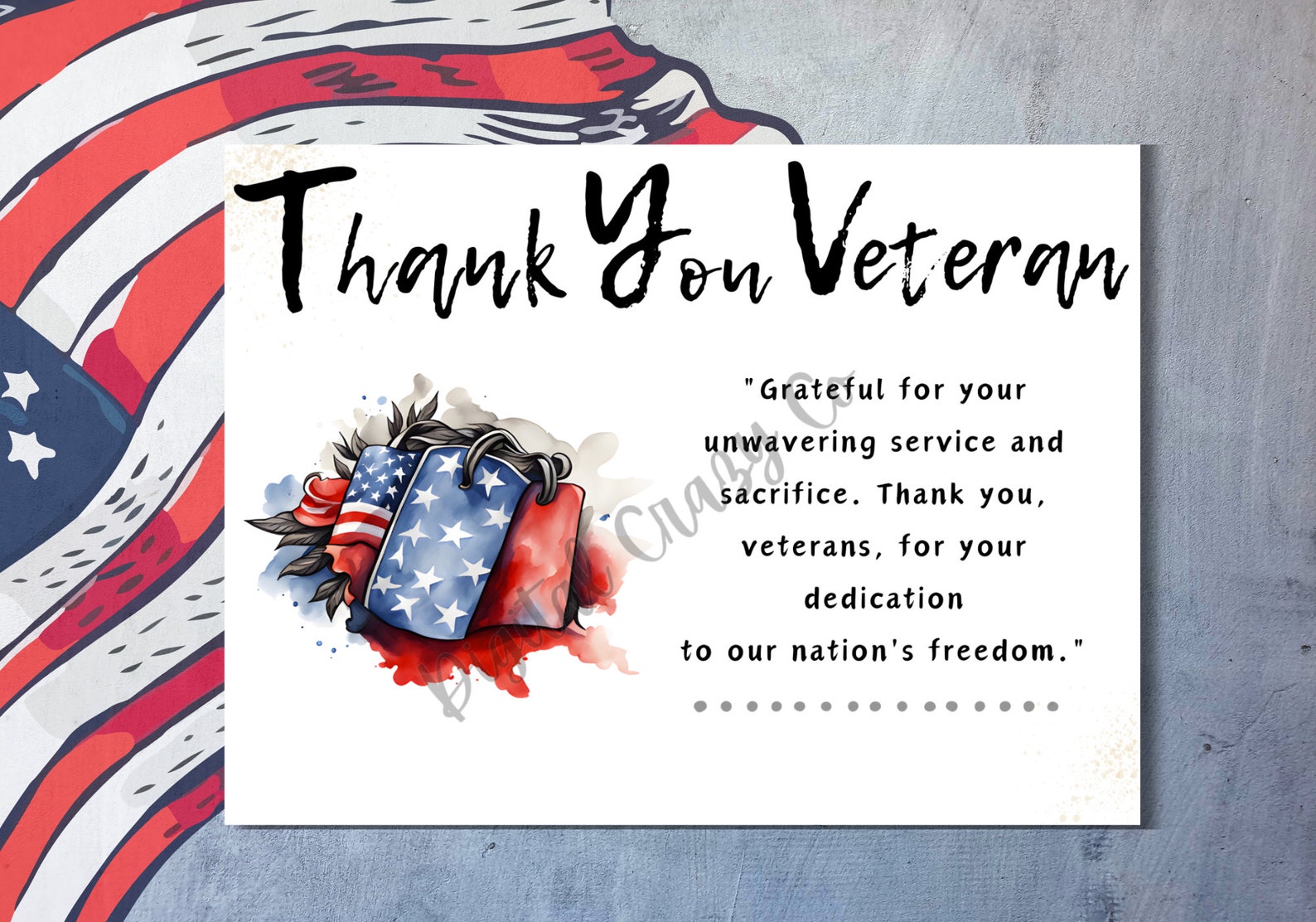 Thank You Veteran Card: Printable Veterans Day Card (PDF) - Etsy