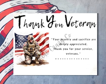 Thank You Veteran Card: Printable Veterans Day Card (PDF) - Etsy