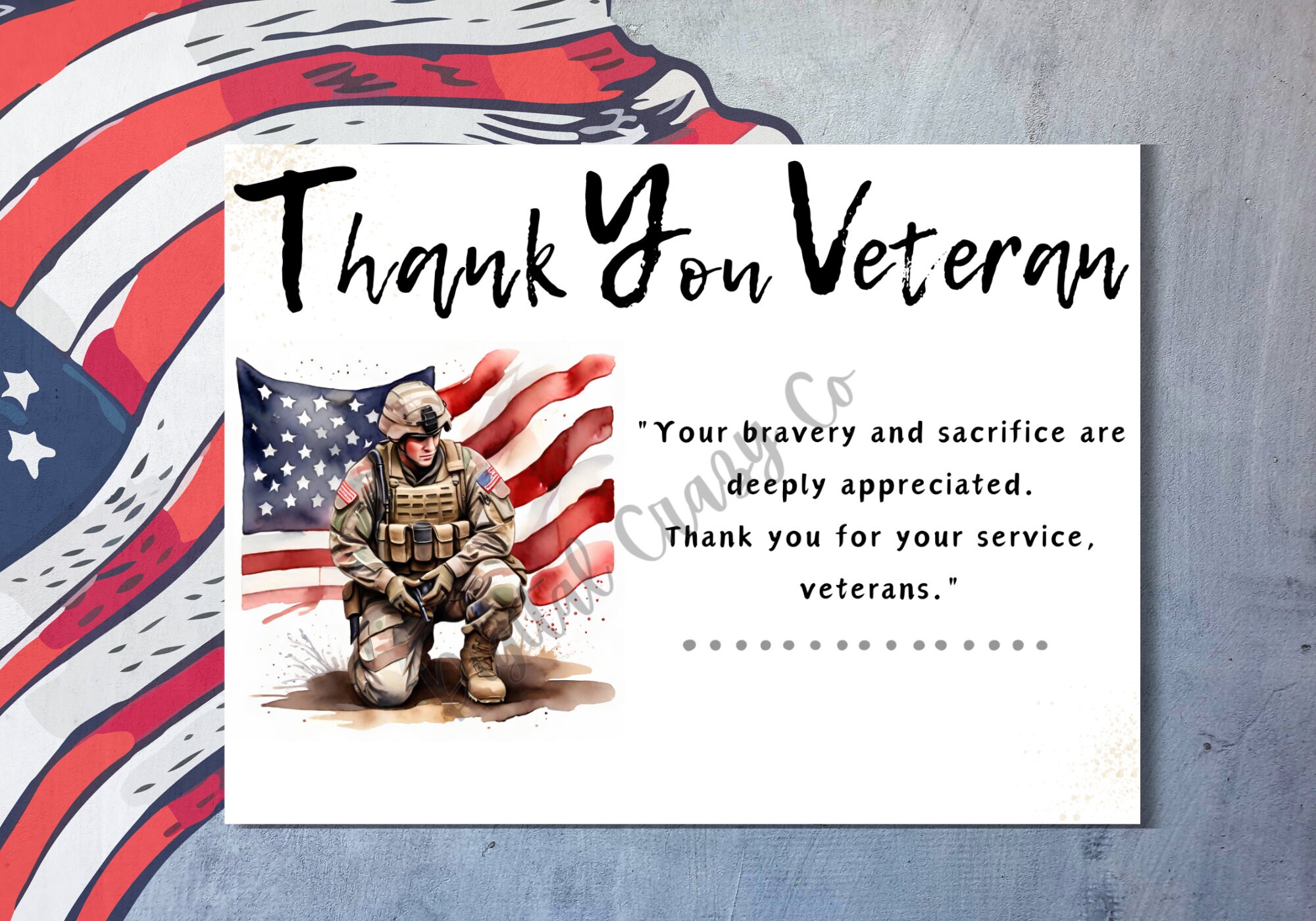 Thank You Veteran Card: Printable Veterans Day Card (PDF) - Etsy