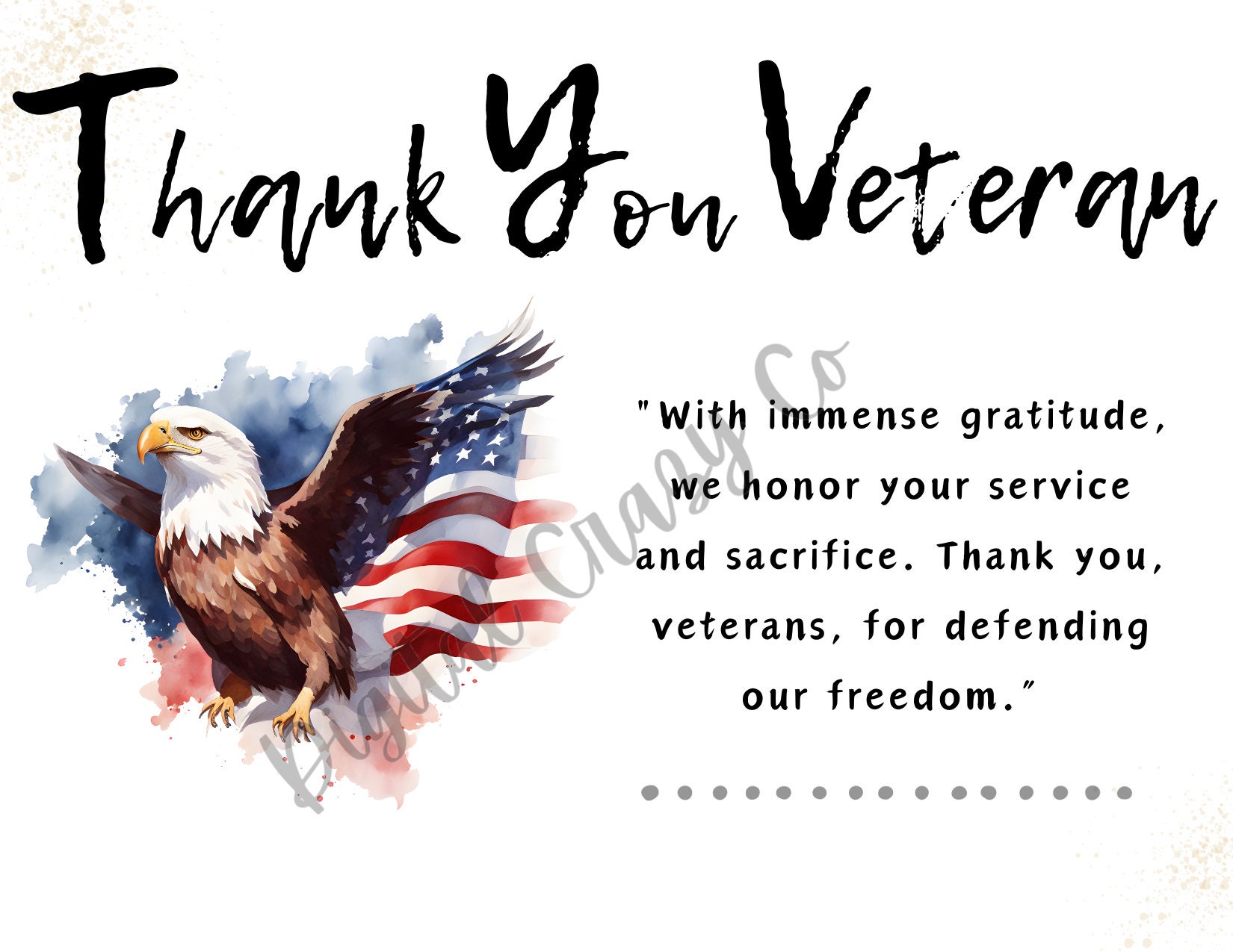 Thank You Veteran Card: Printable Veterans Day Card (PDF) - Etsy