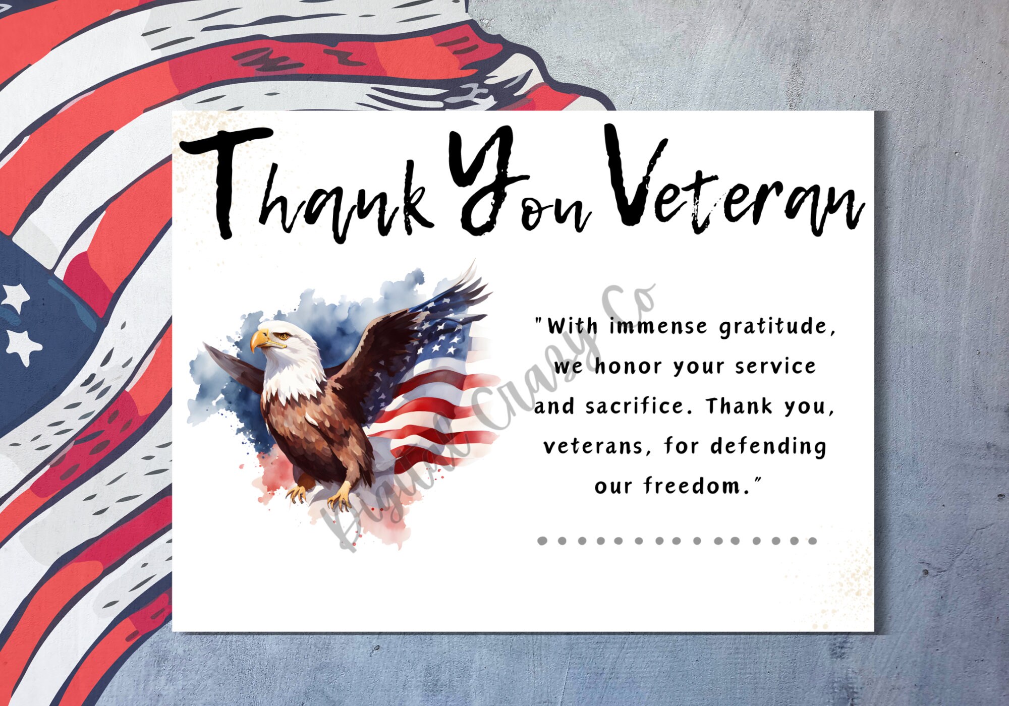 Thank You Veteran Card: Printable Veterans Day Card (PDF) - Etsy