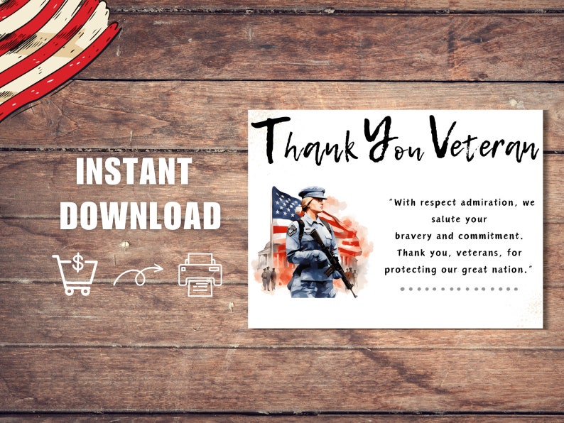 Thank You Veteran Card: Printable Veterans Day Card (PDF) - Etsy