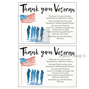 Thank You Veteran Card: Printable Veterans Day Card (PDF) - Etsy
