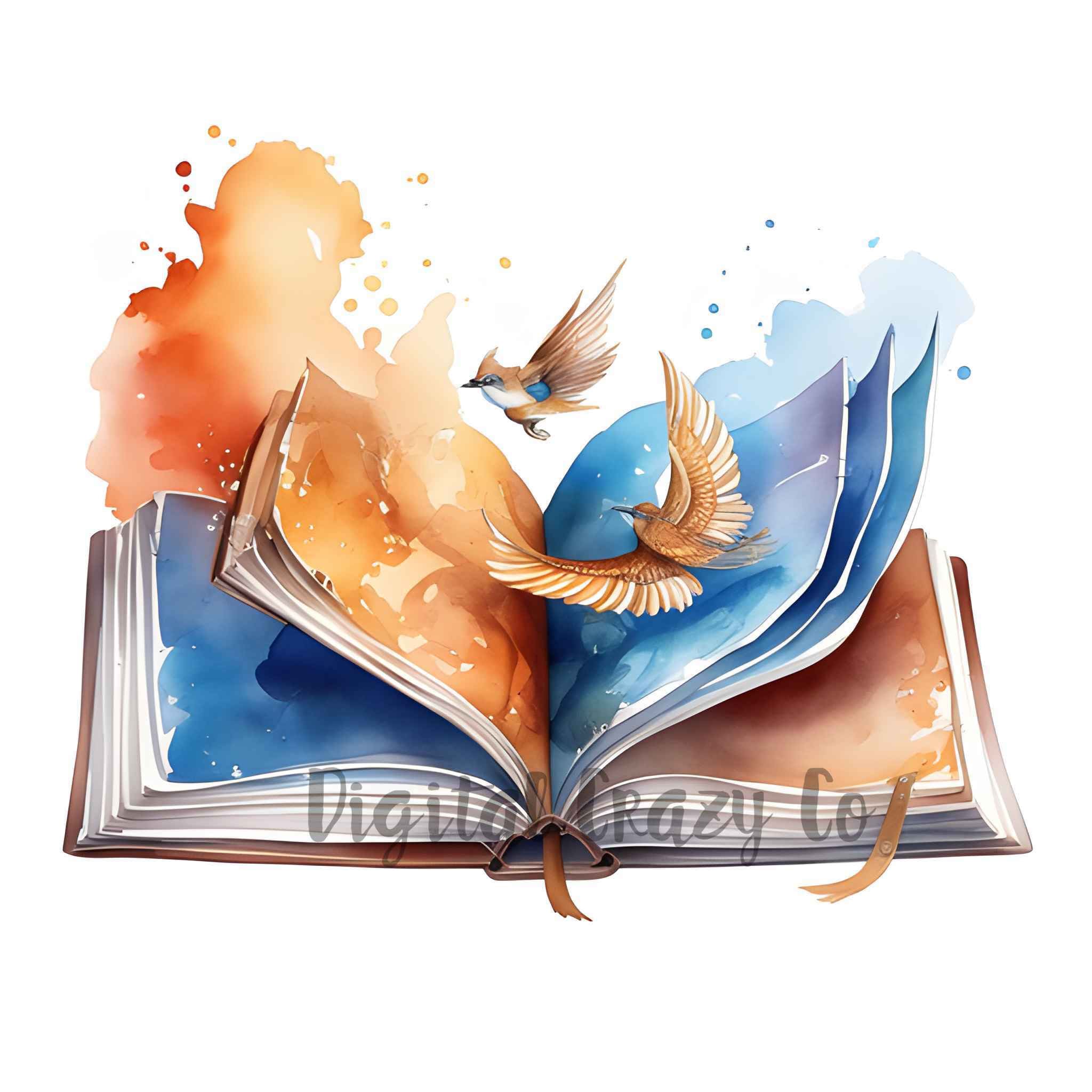 Vibrant Open Book Clipart | 10 High-quality Images | Wall Art | Paper ...