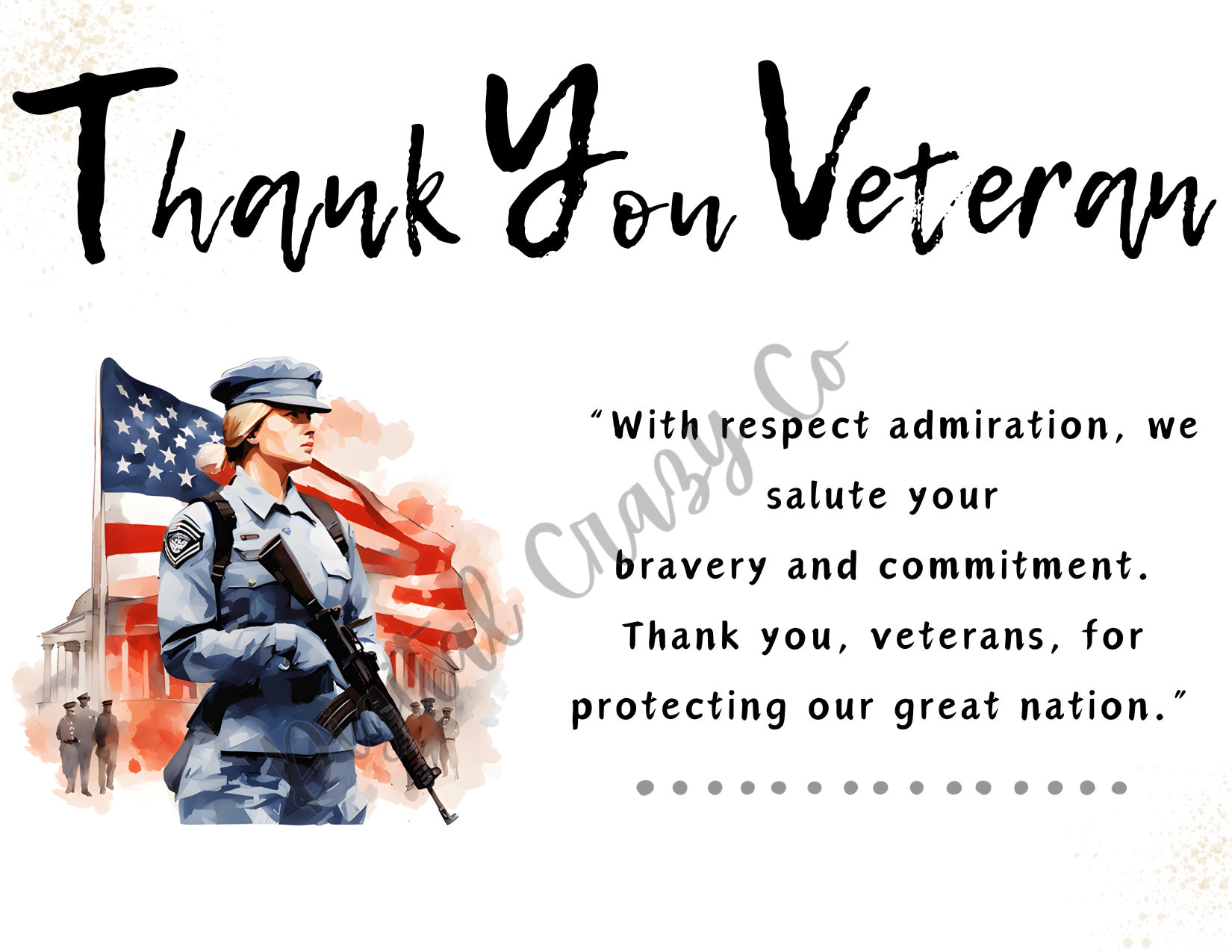 Thank You Veteran Card: Printable Veterans Day Card (PDF) - Etsy