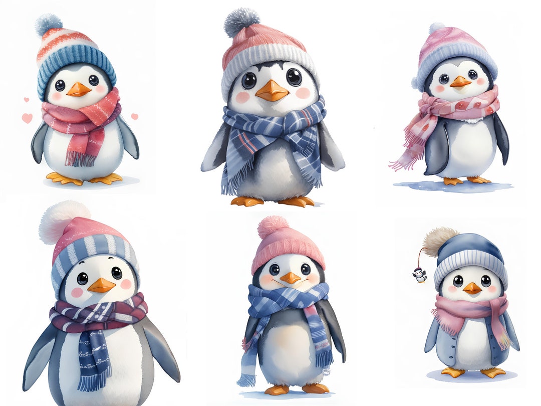 Christmas Penguin Clipart Watercolor Penguin Clipart 16 - Etsy