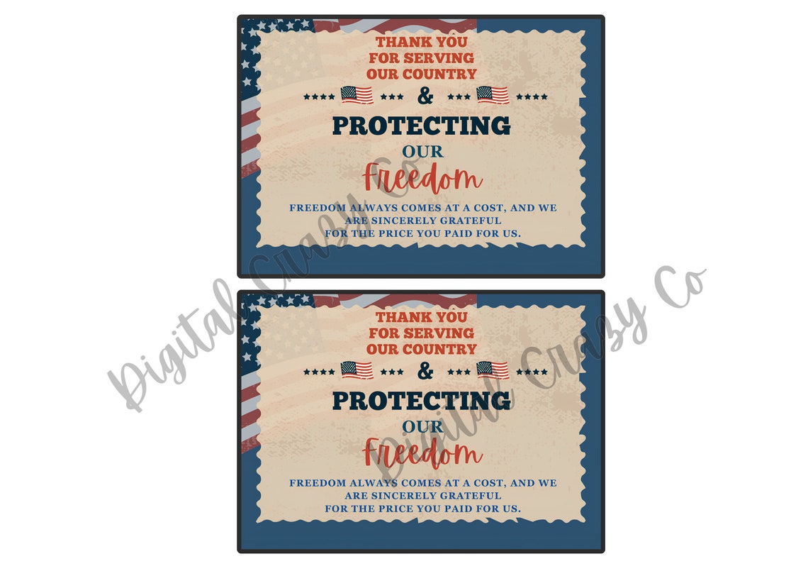 Thank A Veteran Thank You Card for Veteran Service Member, Printable ...