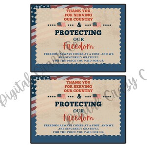 Thank A Veteran Thank You Card for Veteran Service Member, Printable ...