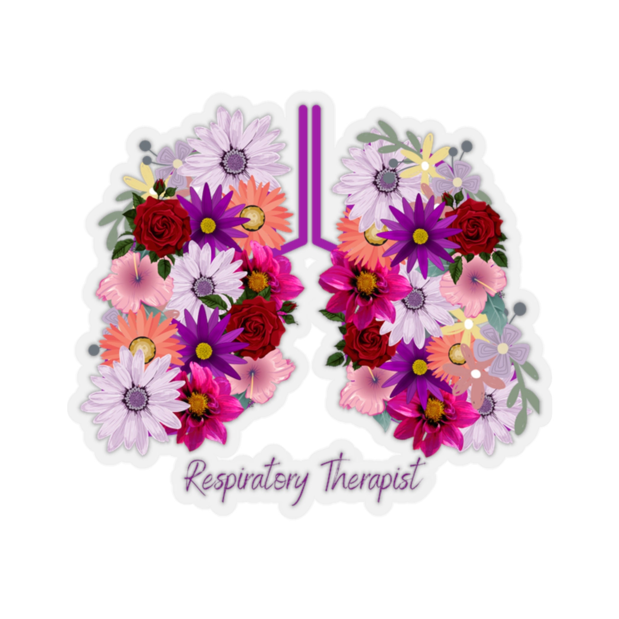 Floral Lungs Respiratory Therapist Sticker - RT Gift - Etsy