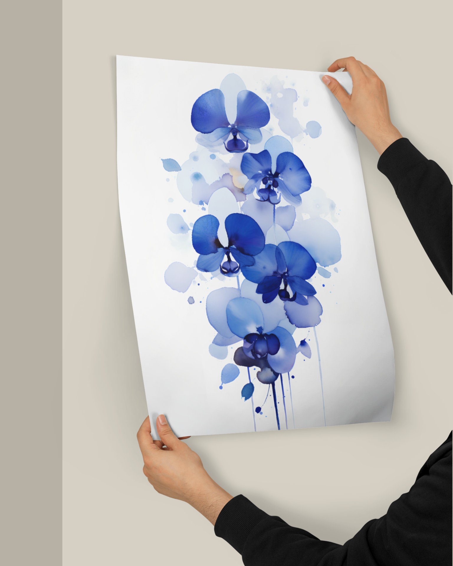 Watercolor Blue Orchid Print, Digital Painting, Indigo Orchid - Etsy