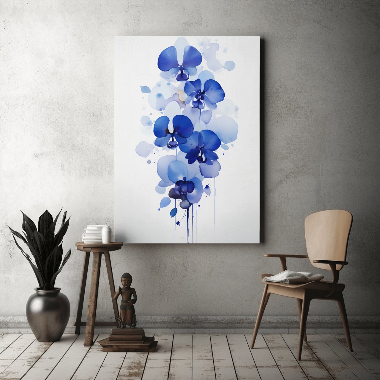 Watercolor Blue Orchid Print, Digital Painting, Indigo Orchid - Etsy