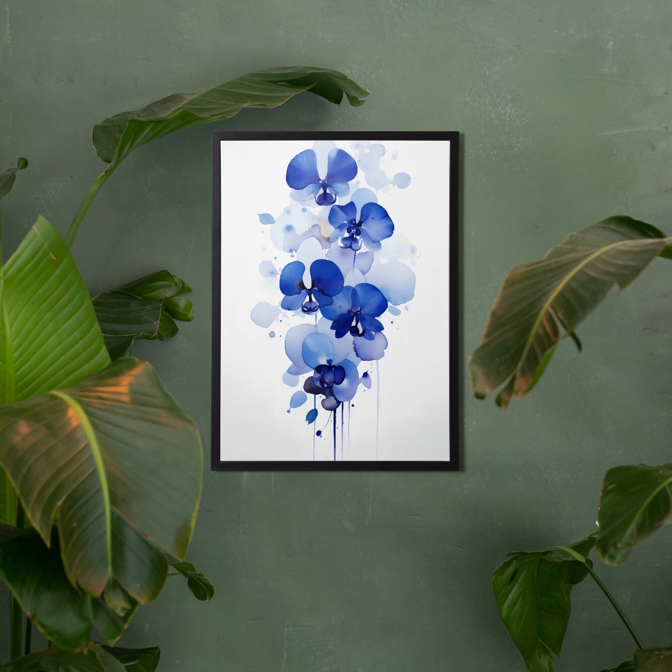 Watercolor Blue Orchid Print, Digital Painting, Indigo Orchid - Etsy