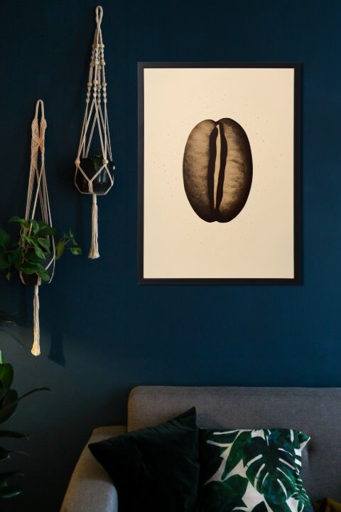 Single Coffee Bean Digital Painting, Coffee Shop Wall Art, Single ...