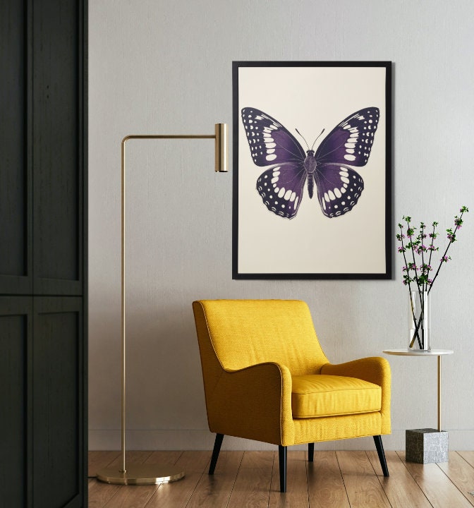 Mauve Purple Butterfly Art Print, Digital Painting, Butterfly Wall ...