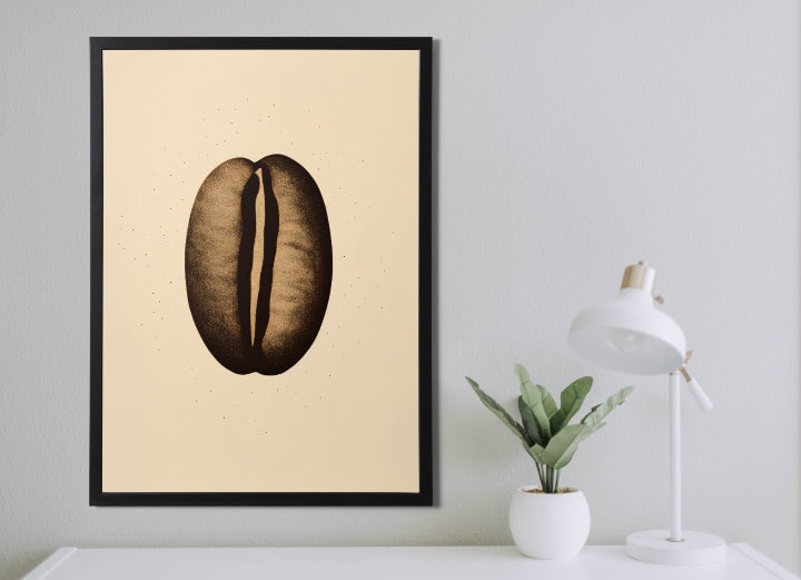 Single Coffee Bean Digital Painting, Coffee Shop Wall Art, Single ...