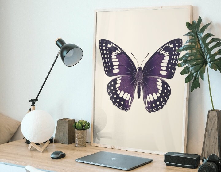 Mauve Purple Butterfly Art Print, Digital Painting, Butterfly Wall ...