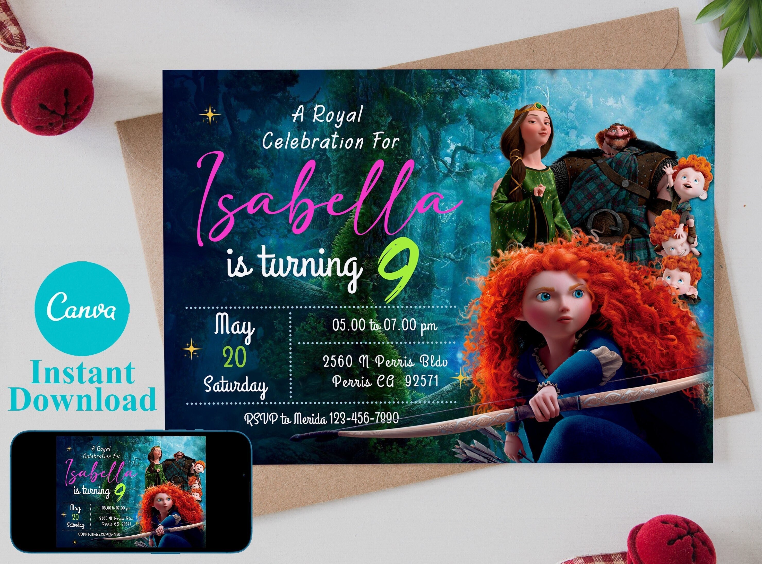 Editable Merida Birthday Invitation Template Printable - Etsy