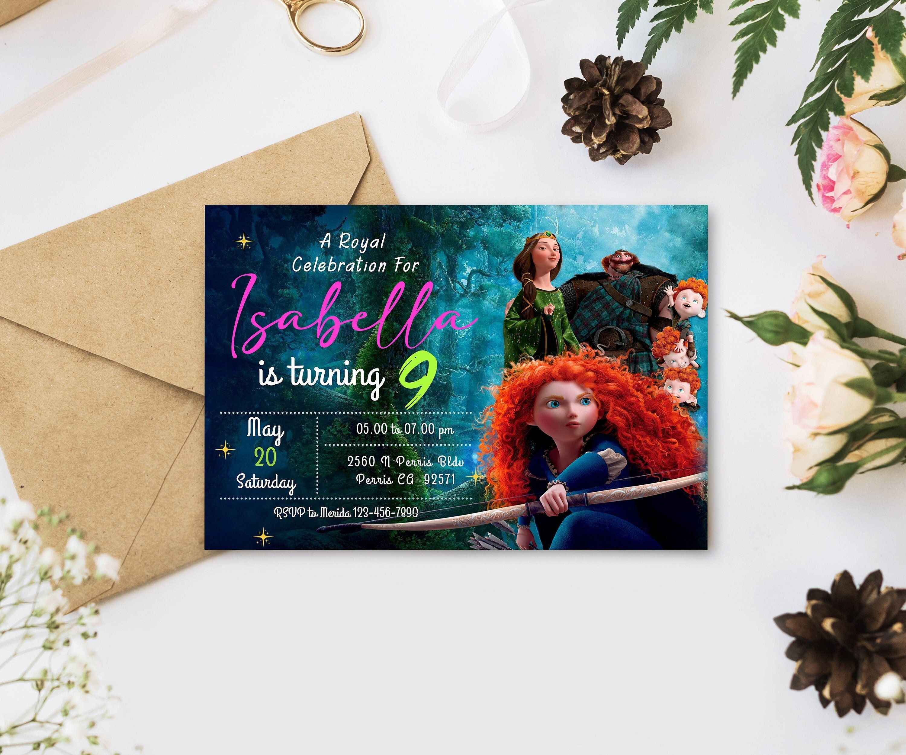 Editable Merida Birthday Invitation Template Printable - Etsy