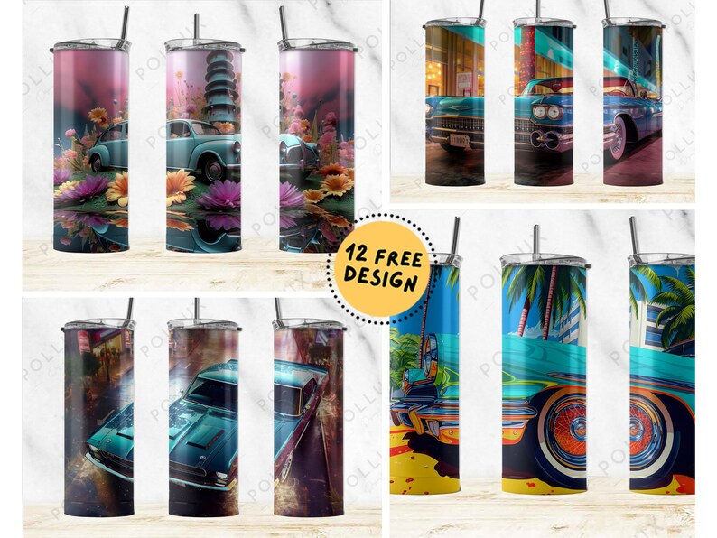3D Bundle Vintage Car Tumbler Wrap Design 20 Oz Classic Car - Etsy