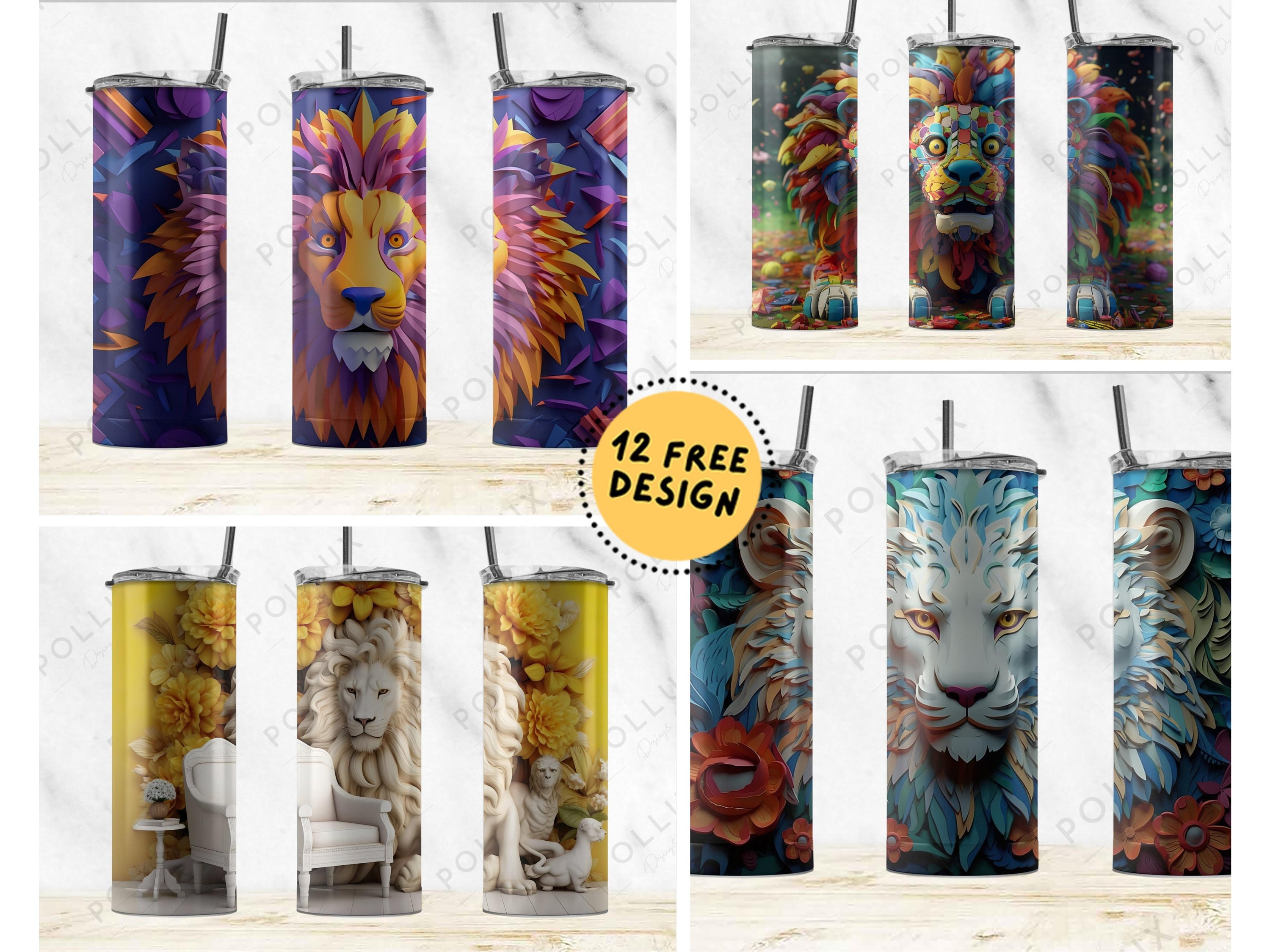 3D Bundle Lion Tumbler Wrap Design 20 Oz and 30 Oz Tumbler - Etsy