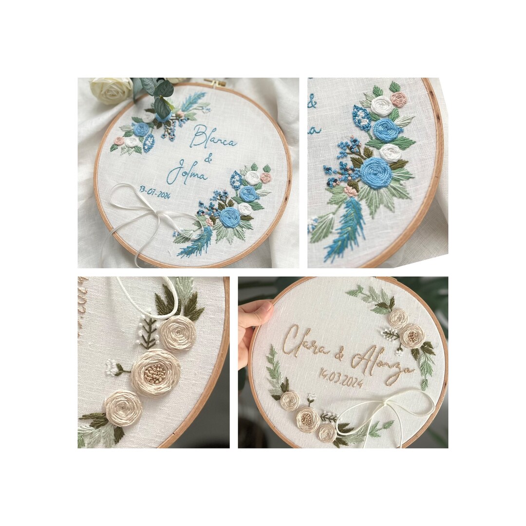 Personalized Wedding Embroidery | Ring Bearer Pillow, Wall Decor, Gift ...