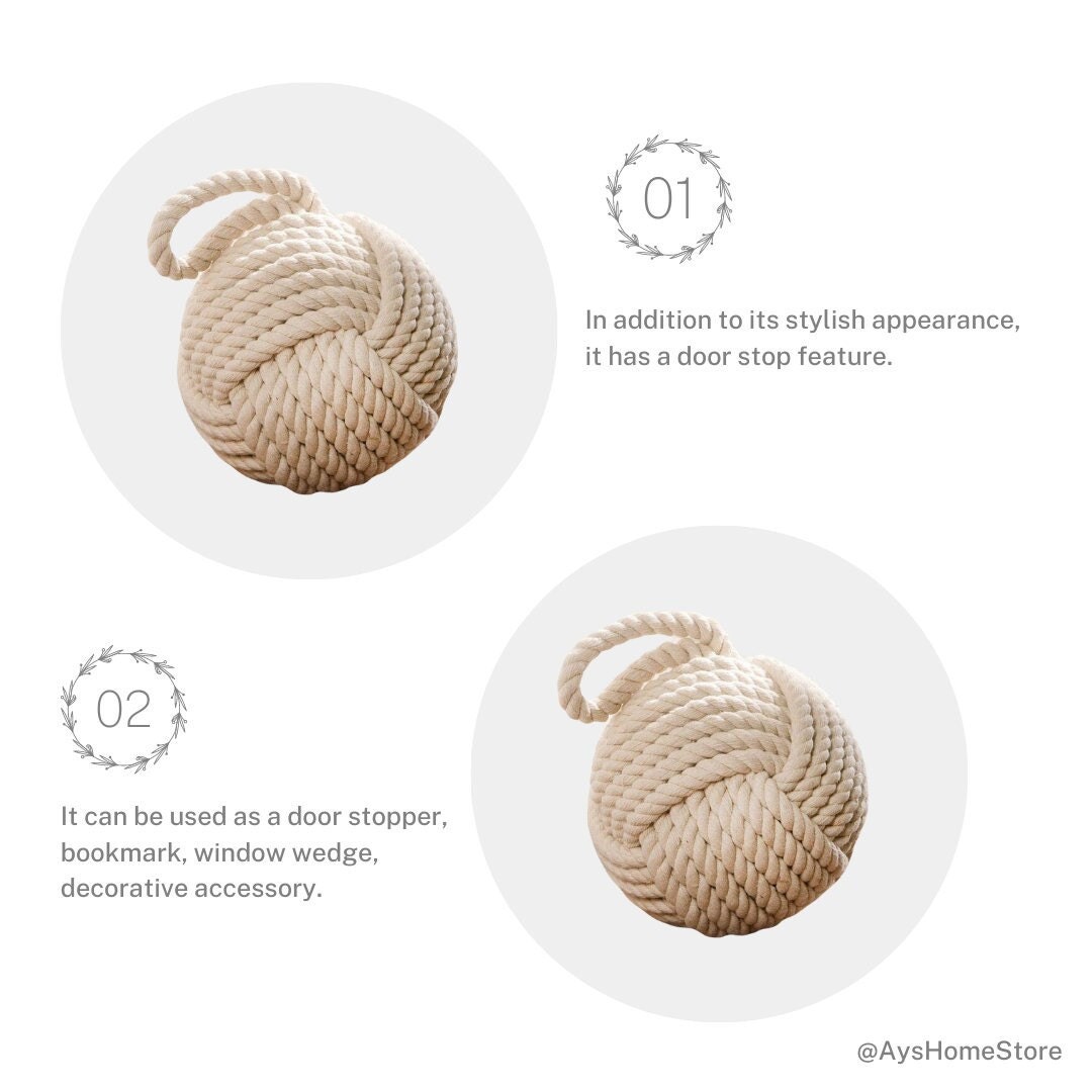 Knotted Rope Doorstop | Monkey Knot Doorstop | Handmade Jute Rope ...