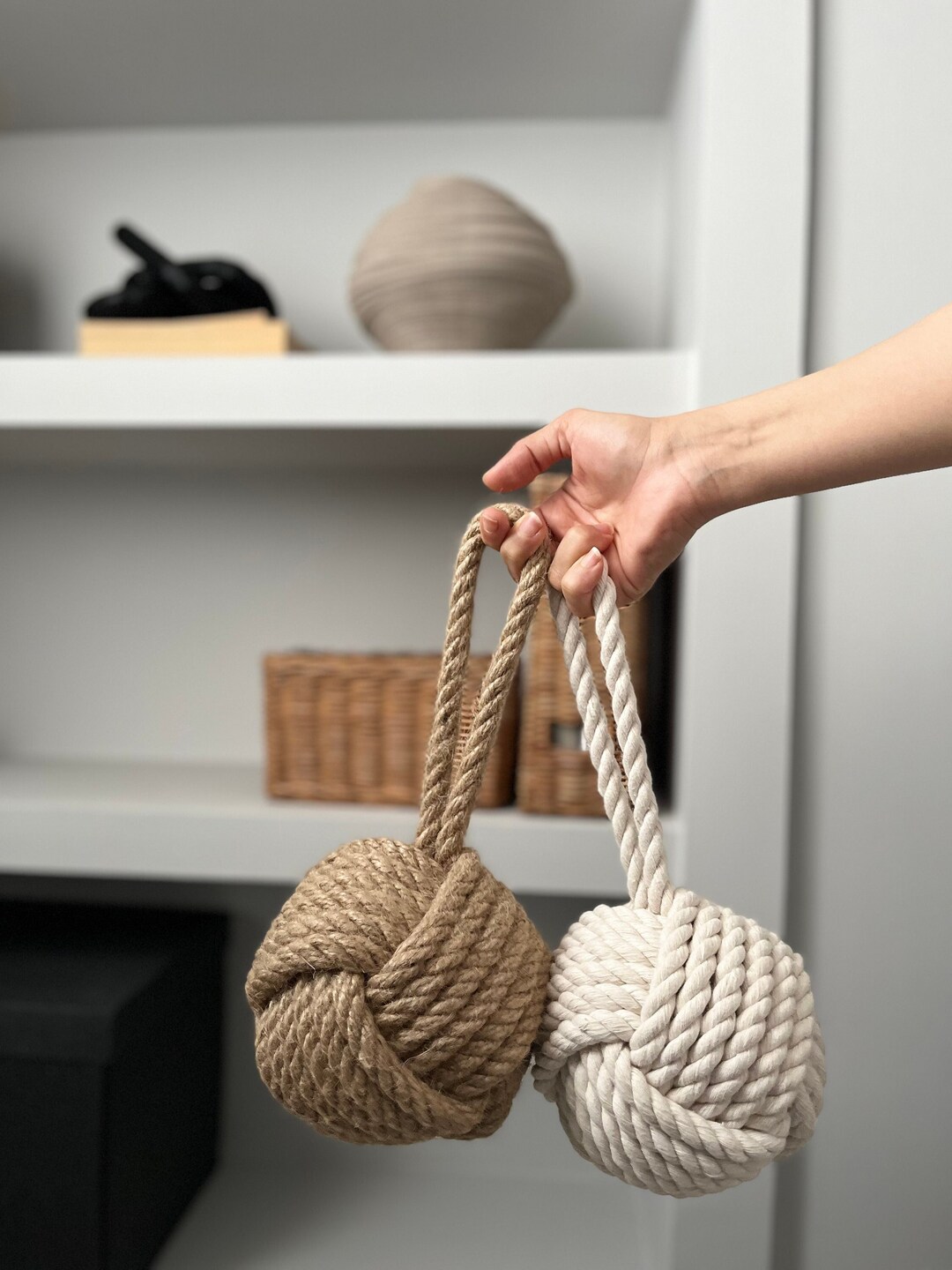 Knotted Rope Doorstop | Monkey Knot Doorstop | Handmade Jute Rope ...