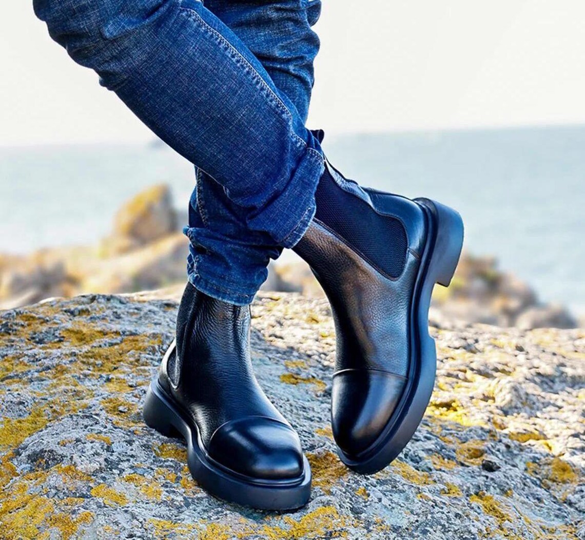 Handmade Genuine Leather Men's Chelsea Boots - Sport Casual Style - Etsy
